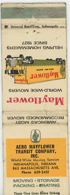 Aero Mayflower Transit Indianapolis IN Since 1927 Antique Matchbook ...