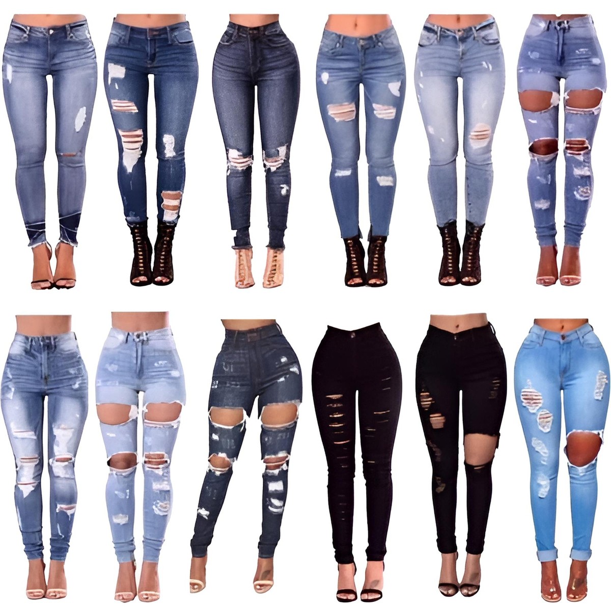 Ripped Denim Jeans Women