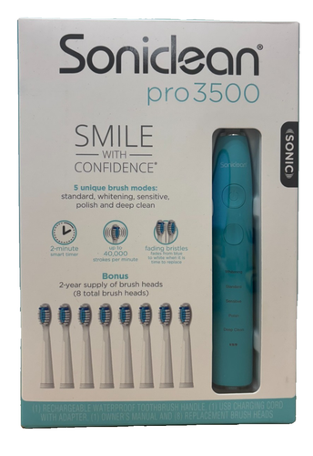 SONICLEAN Pro 3500 Toothbrush with 8 Replacement Heads - Mint (New Open Box) | eBay