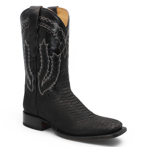 Men's Hooch Python PRINT Cowboy Boots Black Handmade | eBay