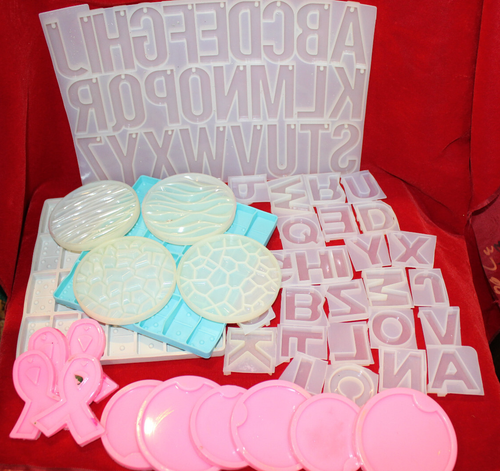 Lot of Resin Molds including Letters, Coasters, Dominos, and Ribbons | eBay