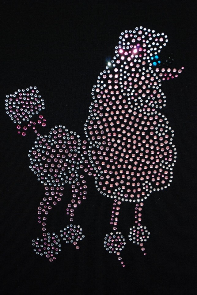 Pink French Poodle rhinestone bling shirt or tank XS S M L XL XXL 1X 2X ...