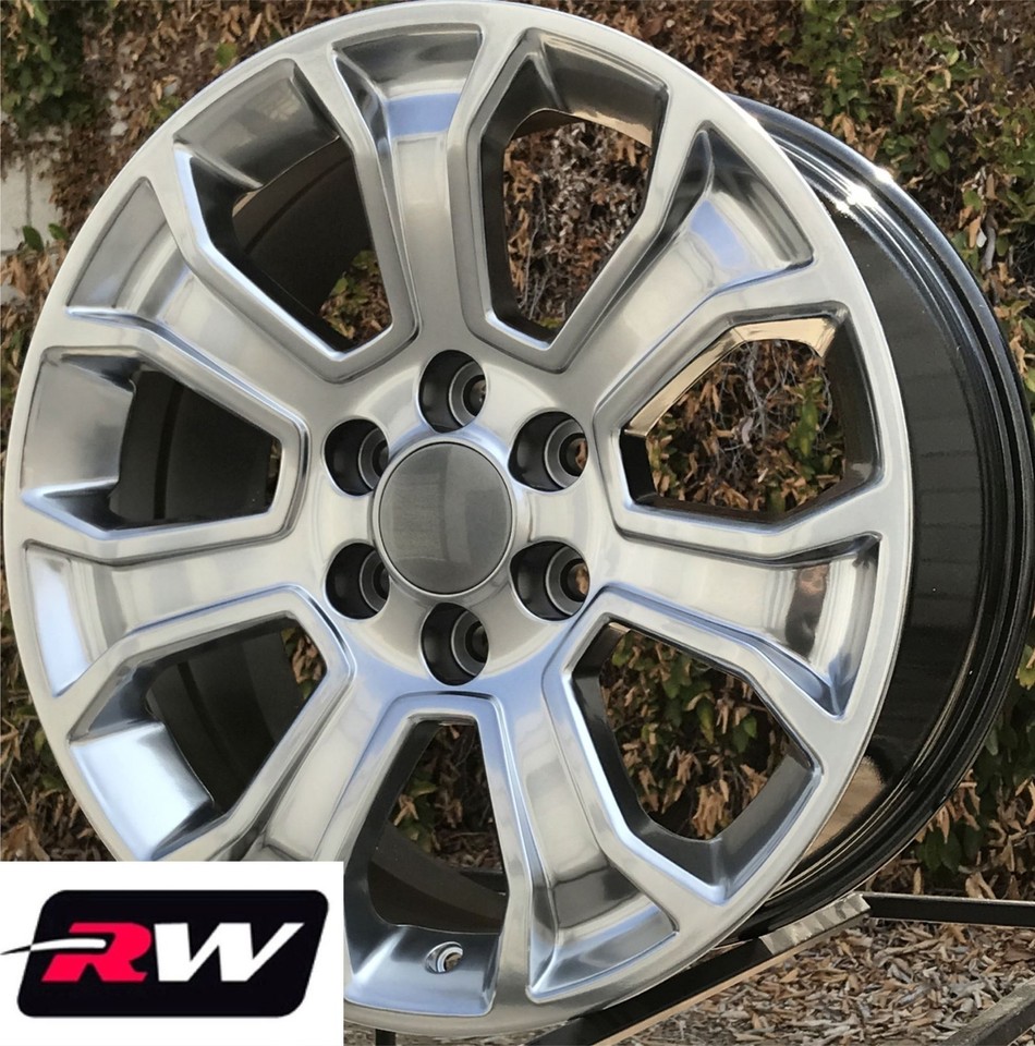 22 inch Chevy Tahoe Factory Style 5665 Wheels 2017 2018 Hyper Silver ...