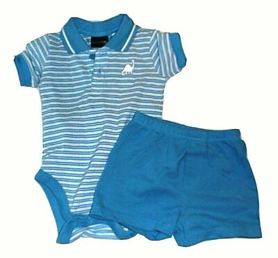 Tad Little 0-6 months boy 2 piece outfit set blue striped collar shorts ...