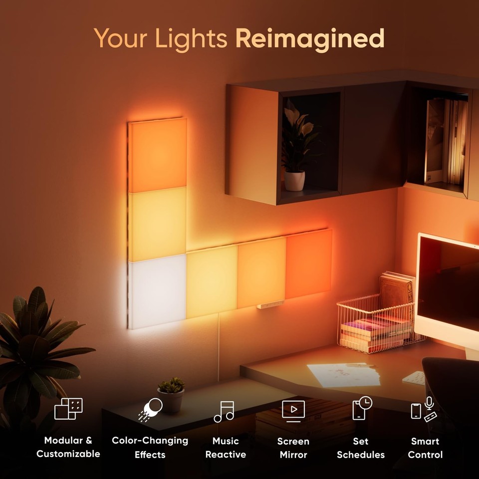 Smart LED Light Panels 6 Pack, Blocks Squares Wall Lights with Music ...