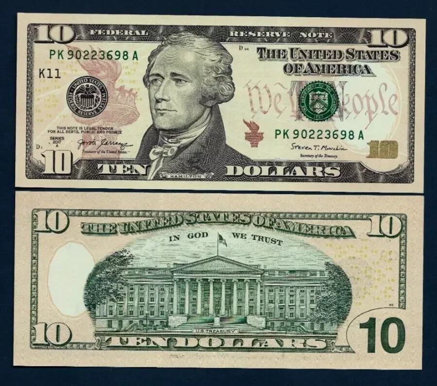 United States 10 DOLLARS P-547 2017A UNC *K Dallas Hamilton USA US ...