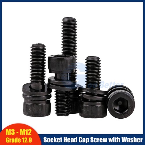 M3-M12 Hex Socket Head Cap Screws with Flat and Split Lock Washer Allen ...