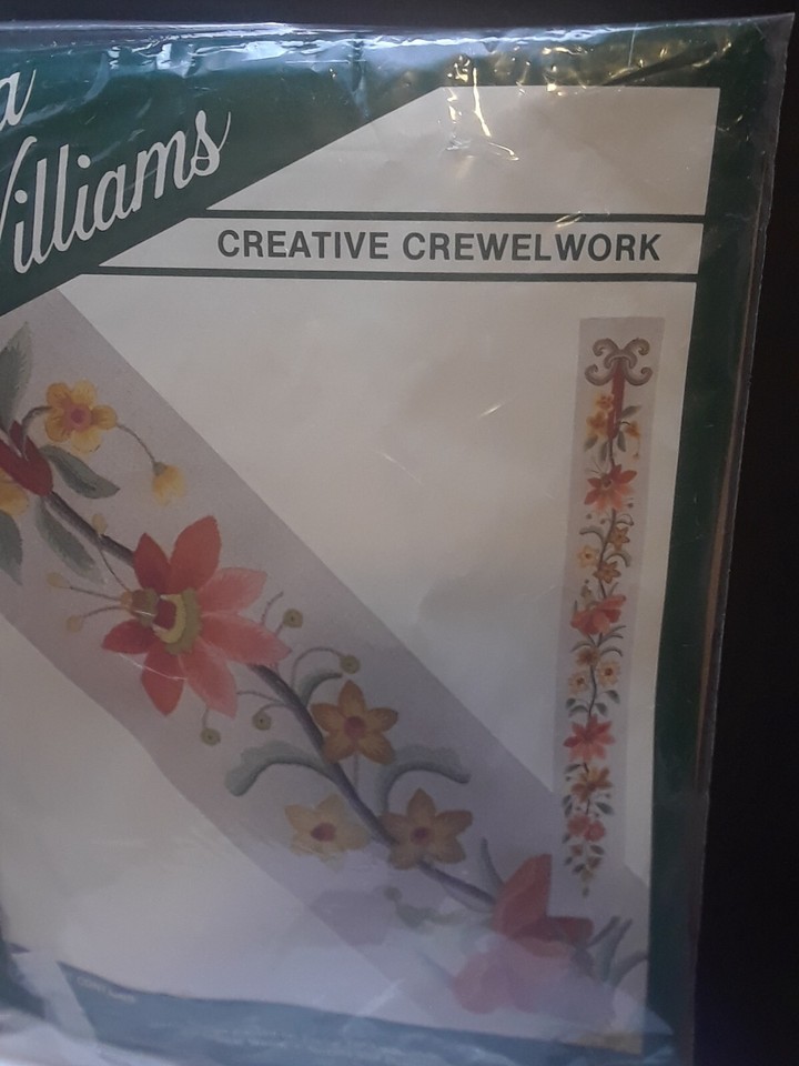 Elsa Williams FLORAL GARLAND Bell Pull 00072 Crewel Embroidery Kit open ...