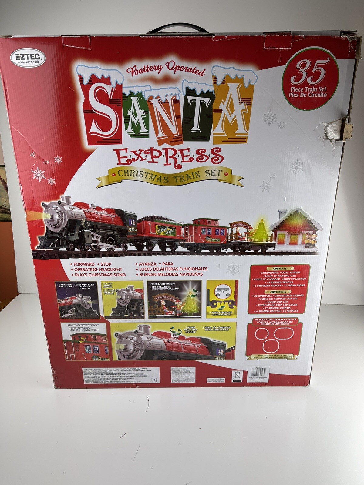 VTG EzTec Santa Express Light up Train Set 35pc. More Than 15 Feet Of ...