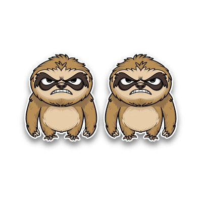 2x Small Grumpy Animal Cartoon Sloth Vinyl Sticker Decals Car Window ...
