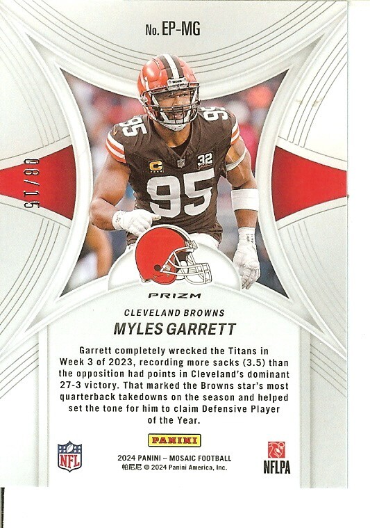 2024 Panini Mosaic Myles Garrett Epic X-fractor 8/15 | eBay