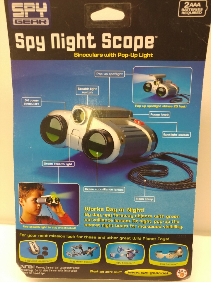 spy night scope spy gear see 25ft. with night beam binoculars with pop ...