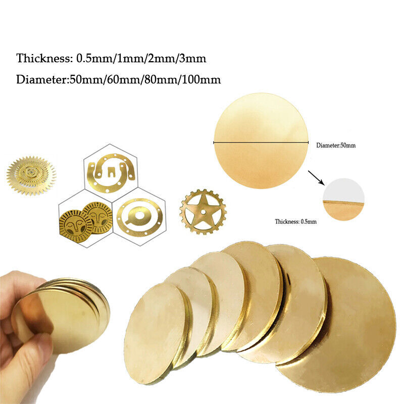 H62 Solids Brass Discs Blanks Metal Round Sheets OD 50-100mm Thick 0 ...
