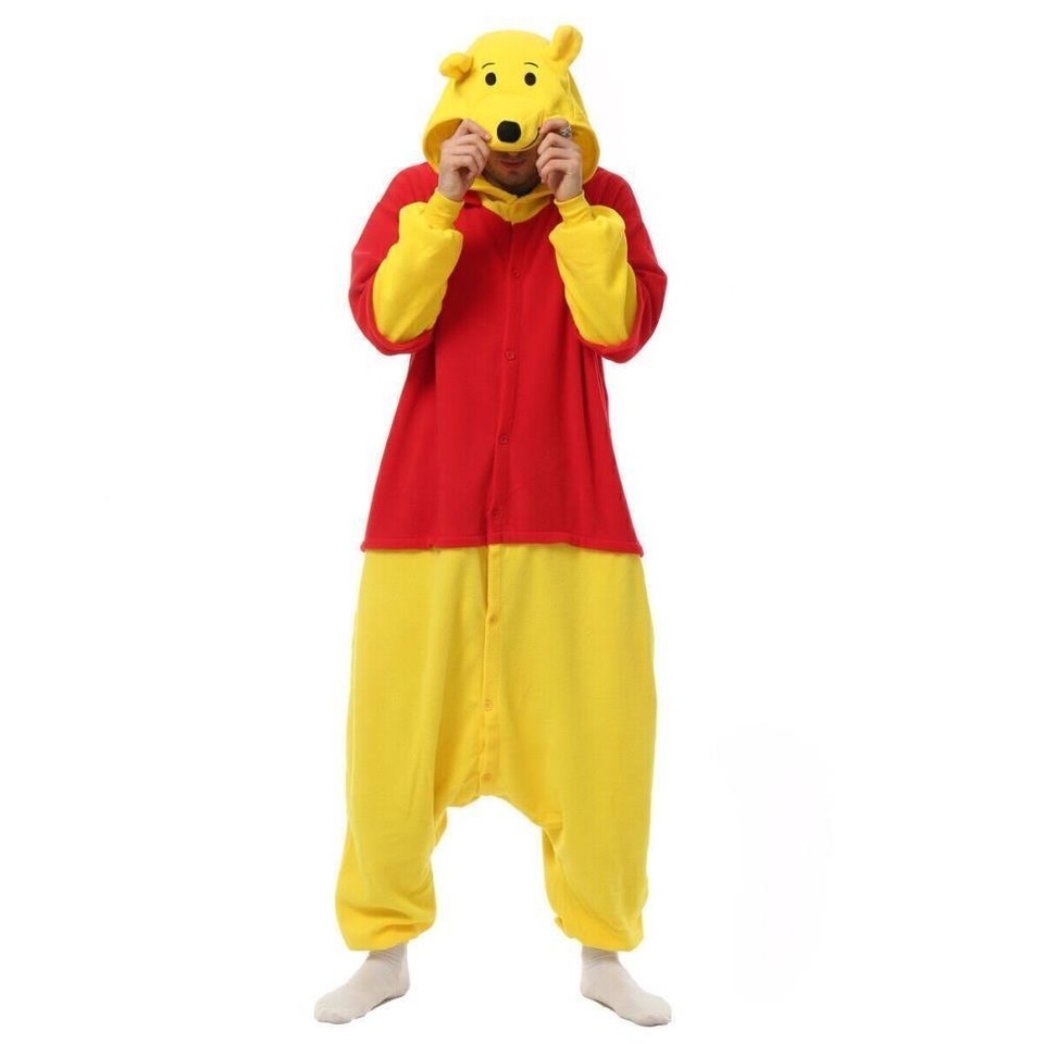 UK Winnie The Pooh Flannel Cosplay Costume Kigurumi Hoodies Pajamas ...