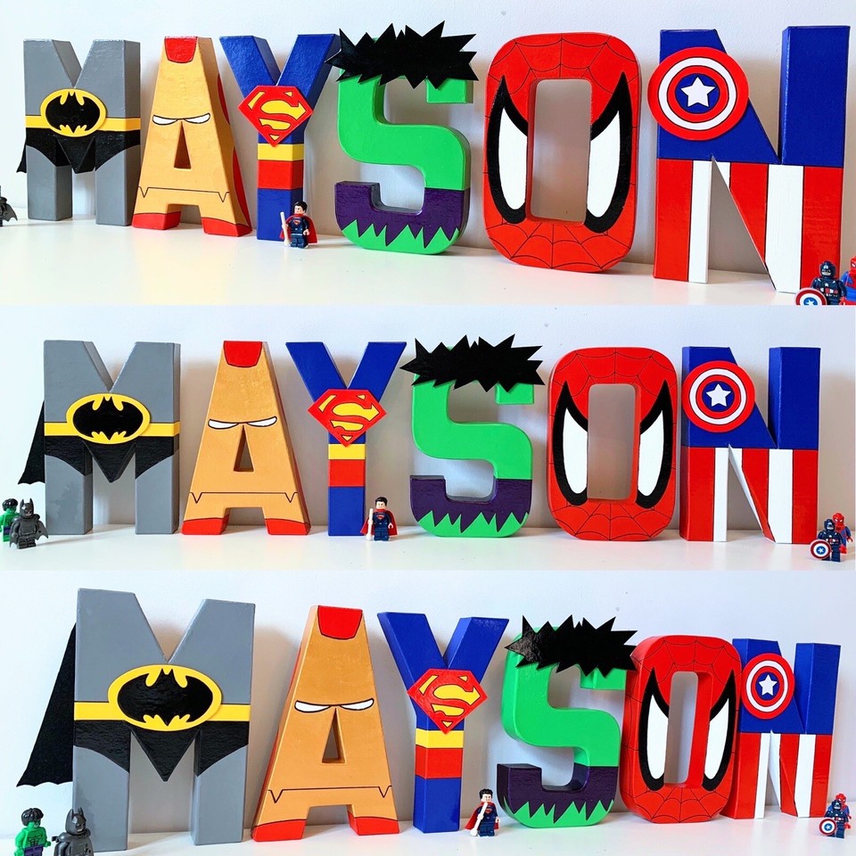 Childrens personalised letters Marvel name. Avengers superhero boys ...