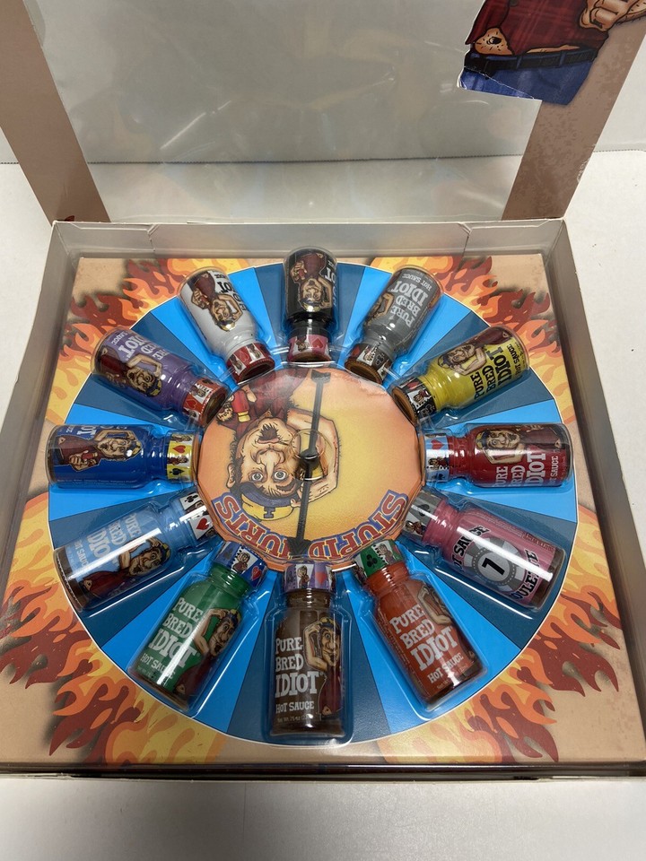 Pure Bred Idiot Hot Sauce Roulette Game with 12 Bottles Spicy Gift Set ...