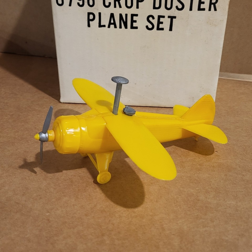 Vintage Marx Tin Litho Toy Crop Duster Airplane Hangar-0796 W/Original ...