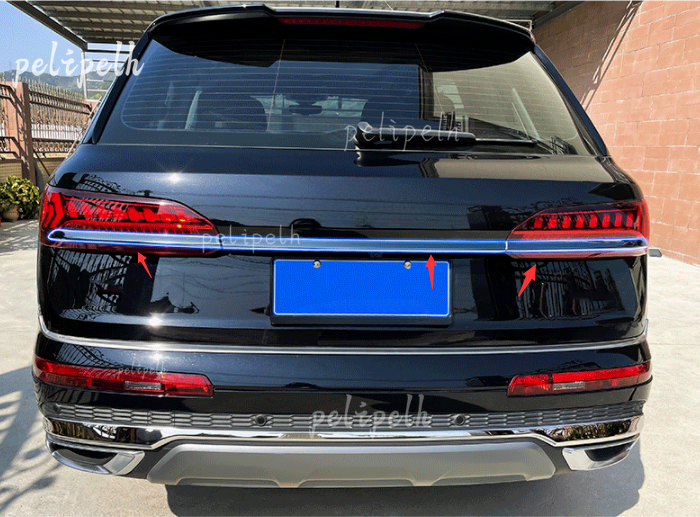 Steel Black Rear Trunk Box Tail Gate Deocr Cover Trim For AUDI Q7 SQ7 ...
