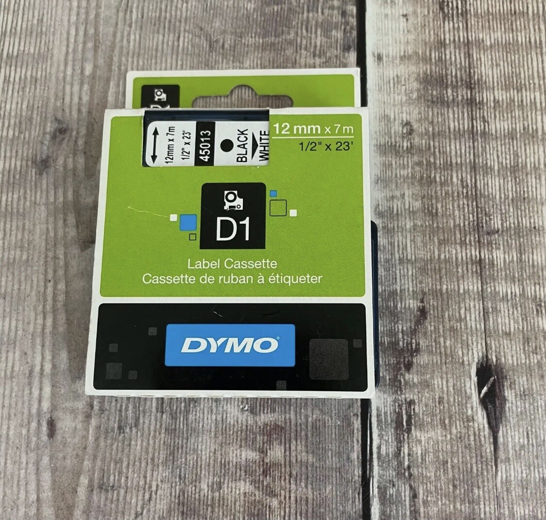 BLACK ON WHITE D1 Tape Cartridge 12mmx7m Compatible Fits Dymo Label ...
