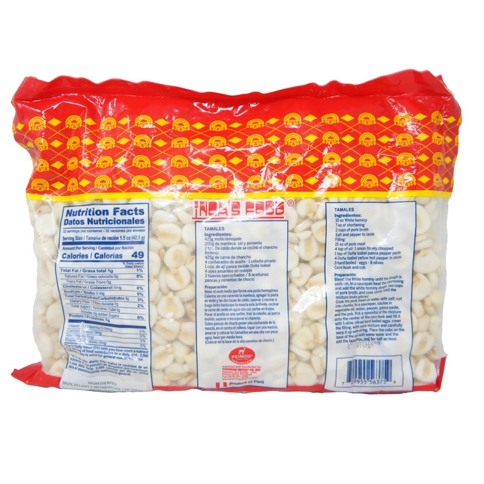 Inca's Food Mote Pelado - White Hominy Corn - 3 LB | eBay