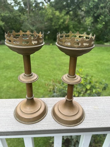 Gothic Copper Alter Candlesticks Religious Antiques 12” | eBay