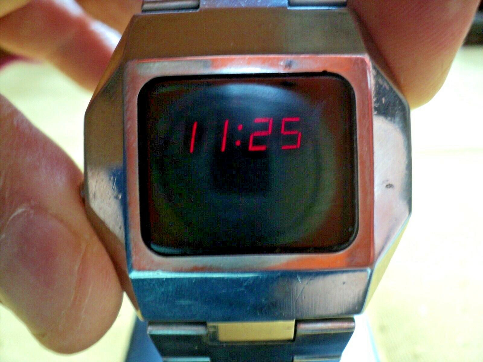 COMPU CHRON vintage LED watch All Stainless Steel 36x40mm | eBay