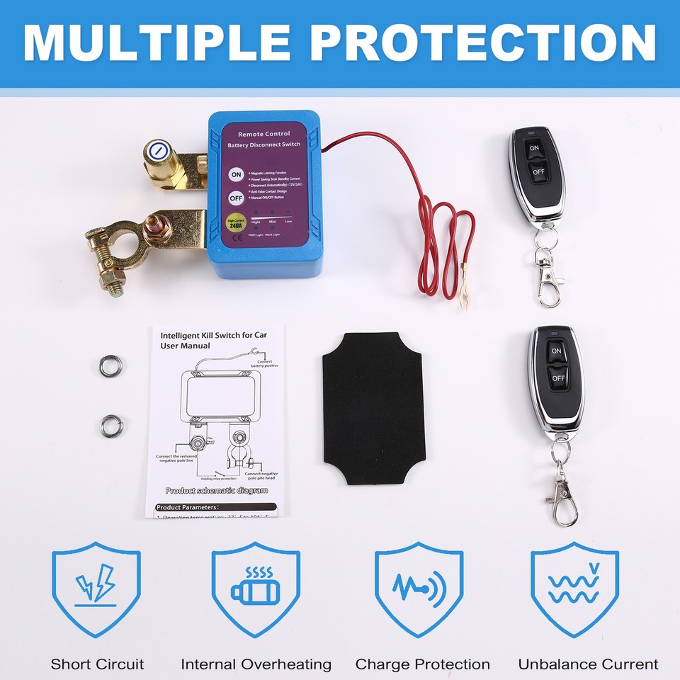 12V/24V 240A Remote Control Battery Disconnect , Automatic Off for ...