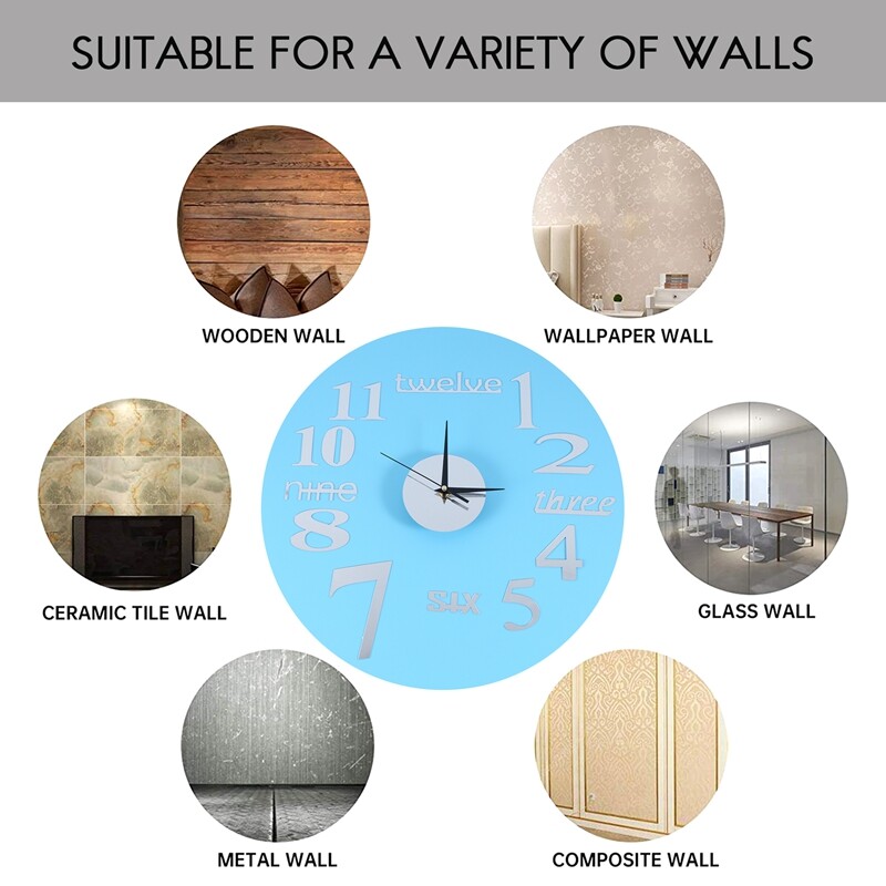 3D Wall Clock Sticker Big Watch Sticker Home Decor Unique Gift DIY ...