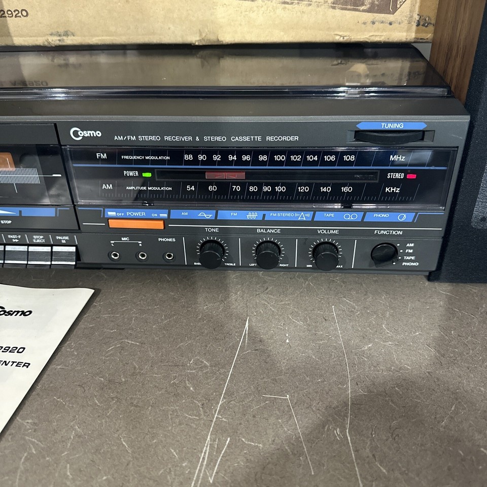 Vintage Cosmo Receiver Record Player Cassette Turn Table Nos TESTED ...