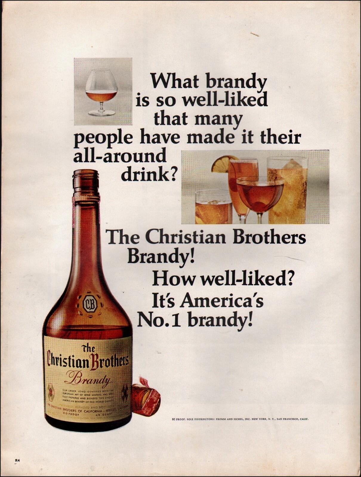 1964 Vintage ad The Christian Brothers Brandy retro Bottle Glasses 10 ...