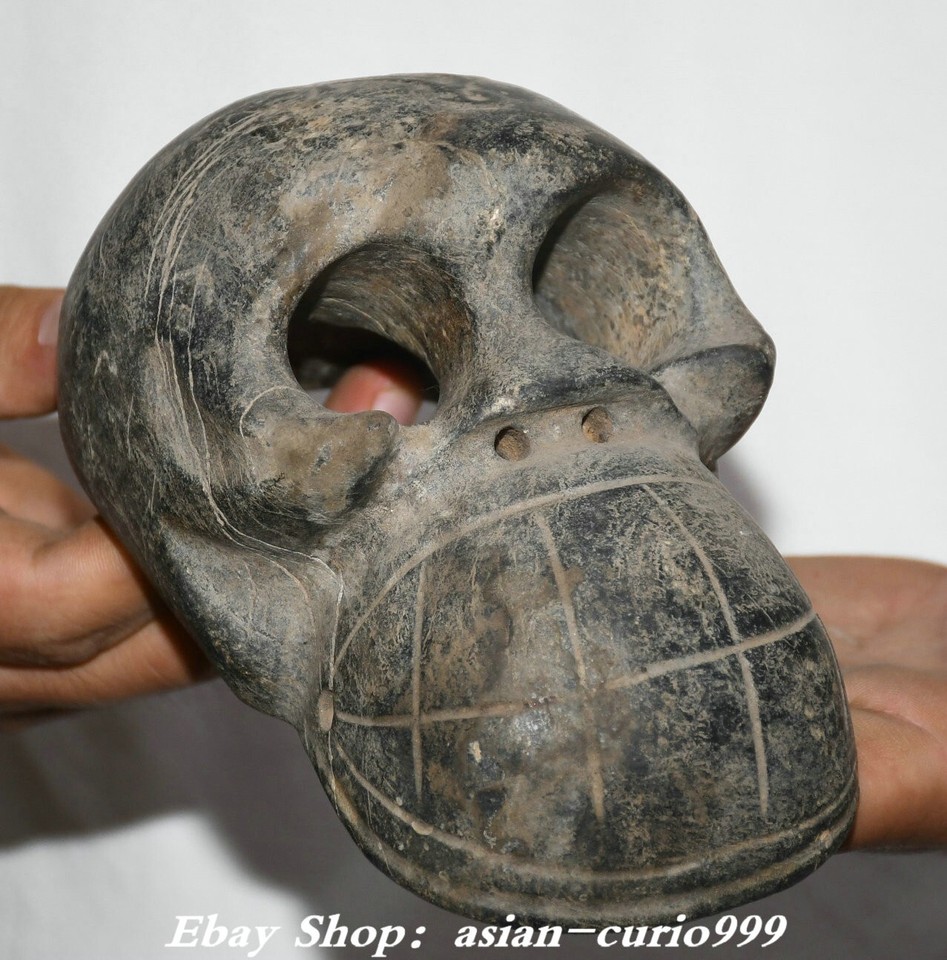 6.3" China Hongshan Culture Old Jade Carved Exorcism Skeleton Skull ...