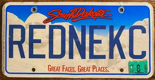 REDNEKC Vanity License Plate South Dakota Vintage Redneck Country ...