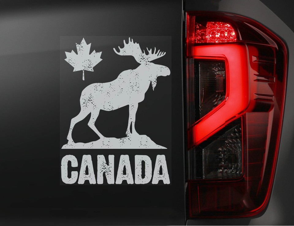 CANADA Car Sticker, Canadian Maple Leaf, Moose Sign Window Decal Flag ...