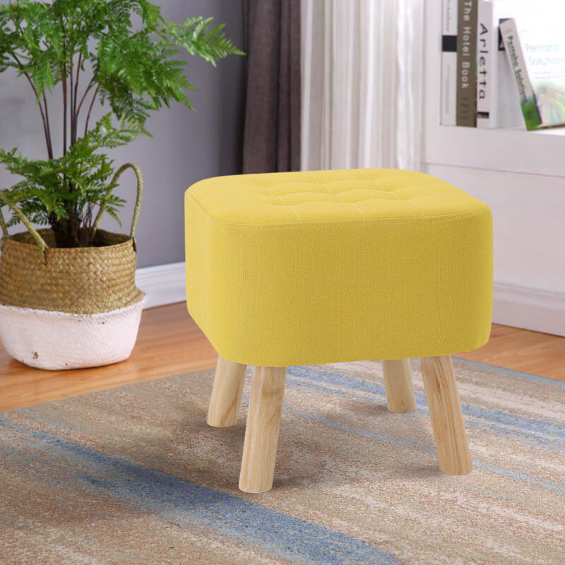 Linen Fabric Footstool Living Room Foot Rest Stool Pouffe Ottoman ...
