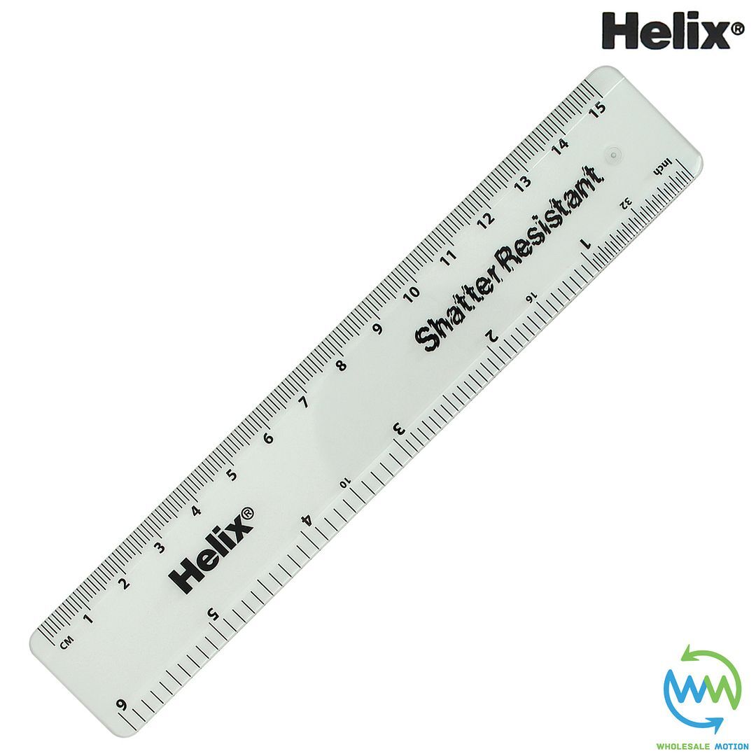 HELIX 15cm Ruler CLEAR 6" SHATTER RESISTANT School Exam 6 Inch Rulers ...