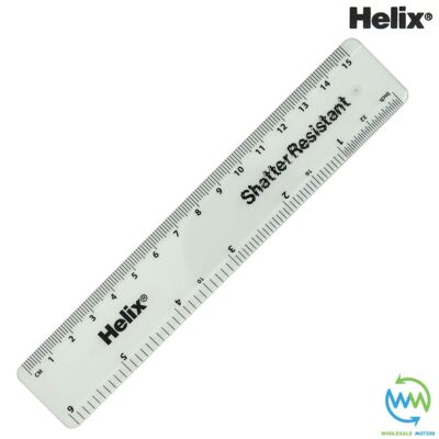 HELIX 15cm Ruler CLEAR 6" SHATTER RESISTANT School Exam 6 Inch Rulers ...