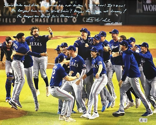Texas Rangers Eric Nadel Signed 2023 World Series 16x20 Photo With The ...