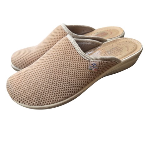 FLY FLOT Beige Mesh Clog Women's 39/8 Anatomic Sole Italy Genuine ...
