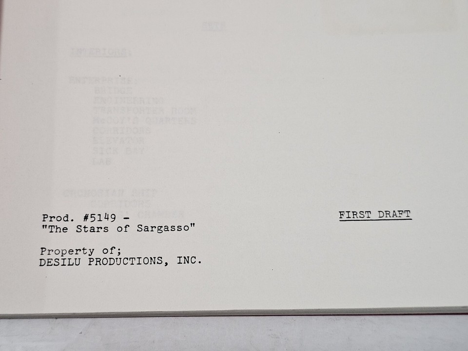 Star Trek "The Stars Of Sargasso" TOS Draft Script Undeveloped Episode ...