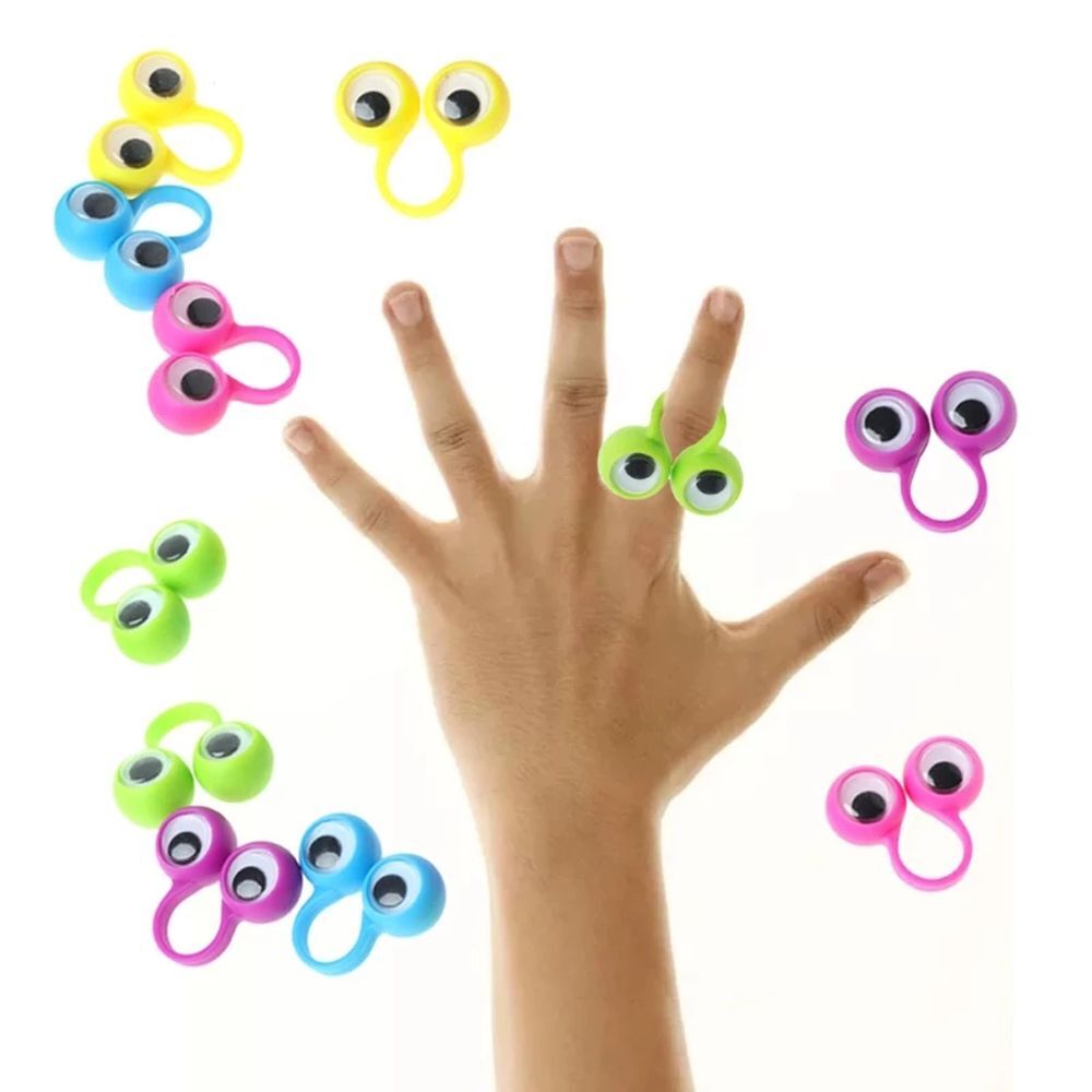 10 Pcs Finger Puppets Plastic Rings with Wiggle Eyes Toy for Kids ...