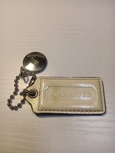 COACH Ivory Glazed Leather & Silver Brass HAMPTON Replacement Tag Fobs ...