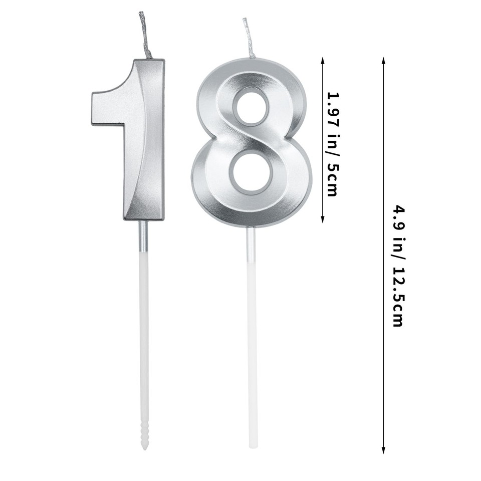 Silver 18th & 81st Birthday Candles for Cakes, Number 18 81 Candle Cake ...