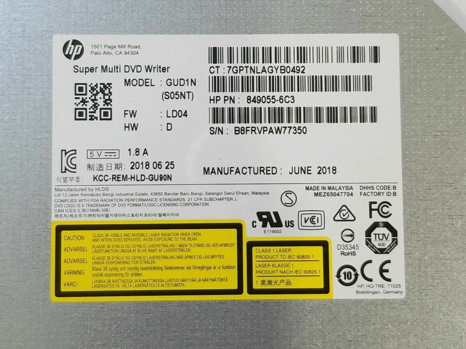 Lot Of 10 Genuine HP Laptop Sata DVD +/-RW Drive P/N GUD1N Super Multi ...