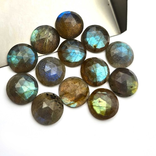 Natural Labradorite Checker Round Cut Blue Fire Gemstone Lot 13 Pcs 12 ...