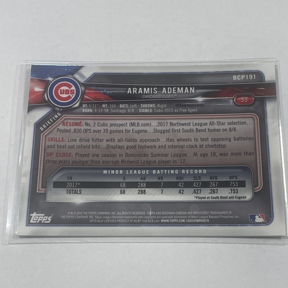 ARAMIS ADEMAN 2018 BOWMAN CHROME PROSPECT #BCP191 CUBS 1ST BOWMAN | eBay