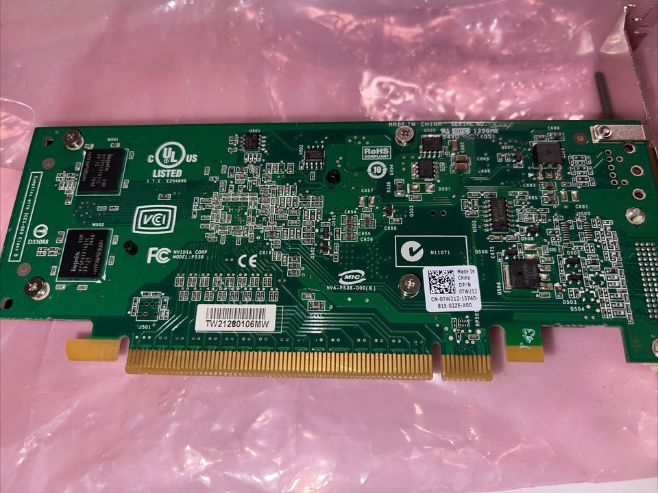NVIDIA QUADRO PCI-E x 16 GRAPHICS CARD MIC NVA-P538 256MB Dell P/N ...