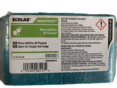 Ecolab Smartpower Rinse Additive Heavy Duty 6101203 (One 2.5lb Block ...