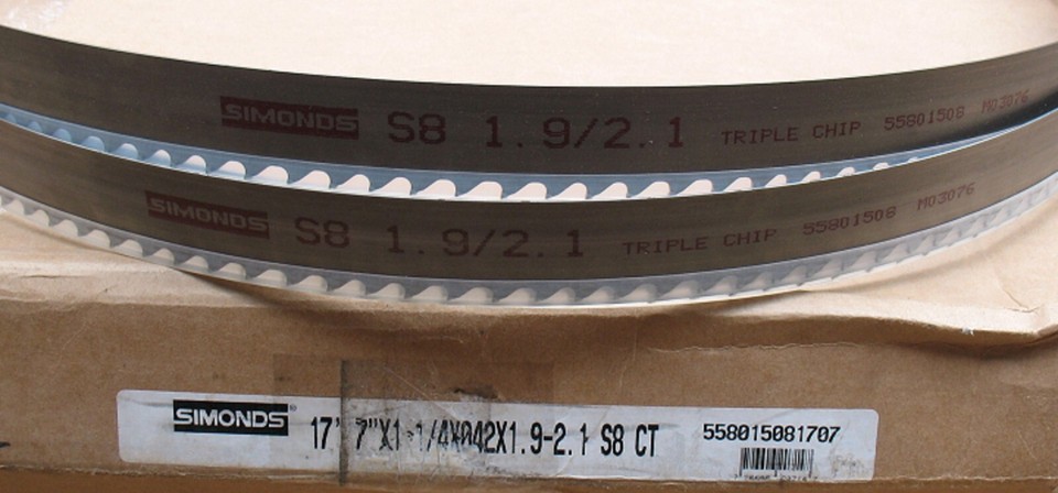 Simonds Triple Chip Carbide Tip Band Saw Blade 17' 7"L x 1-1/4"W x .042 ...