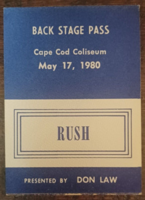 Rush Original Vintage Backstage Pass Cloth Promo Sticker 1980 Geddy Lee ...
