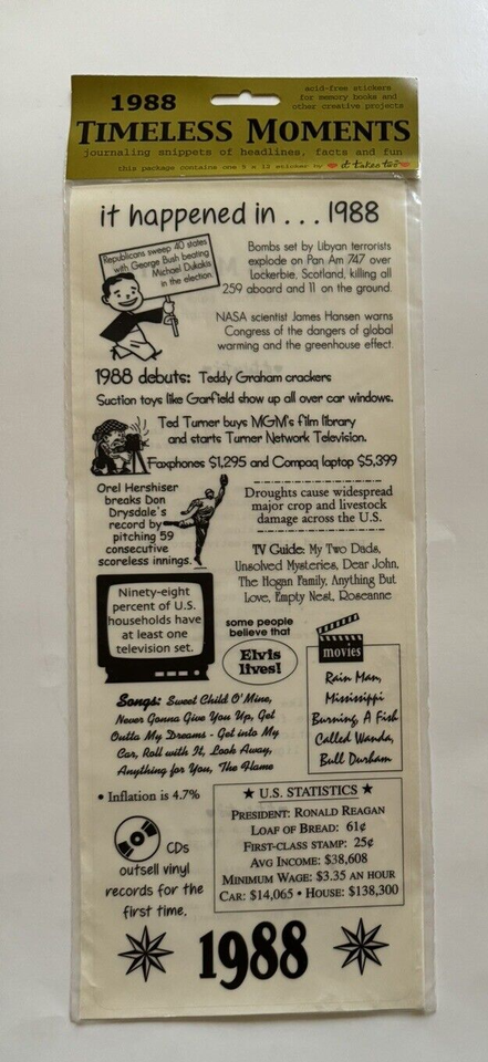 Vintage Timeless Moments Stickers 1988 Journal Scrapbook Scrapbooking ...